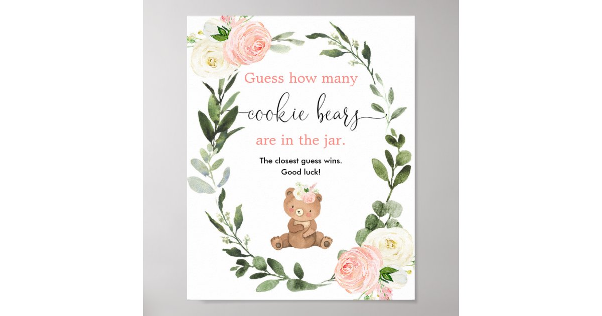 Guess how many cookie bears are in the jar poster | Zazzle