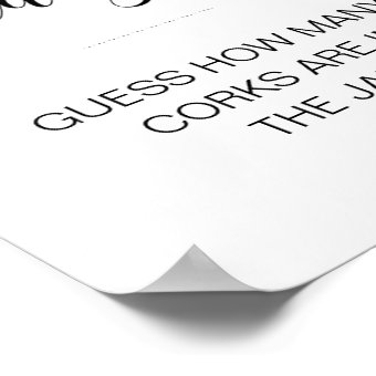 Guess How Many Corks Bridal Shower Game Poster | Zazzle