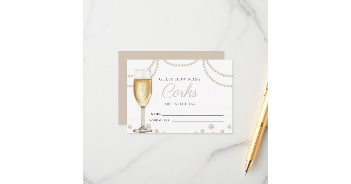 Guess How Many Corks Prosecco Bridal Shower Game Enclosure Card | Zazzle
