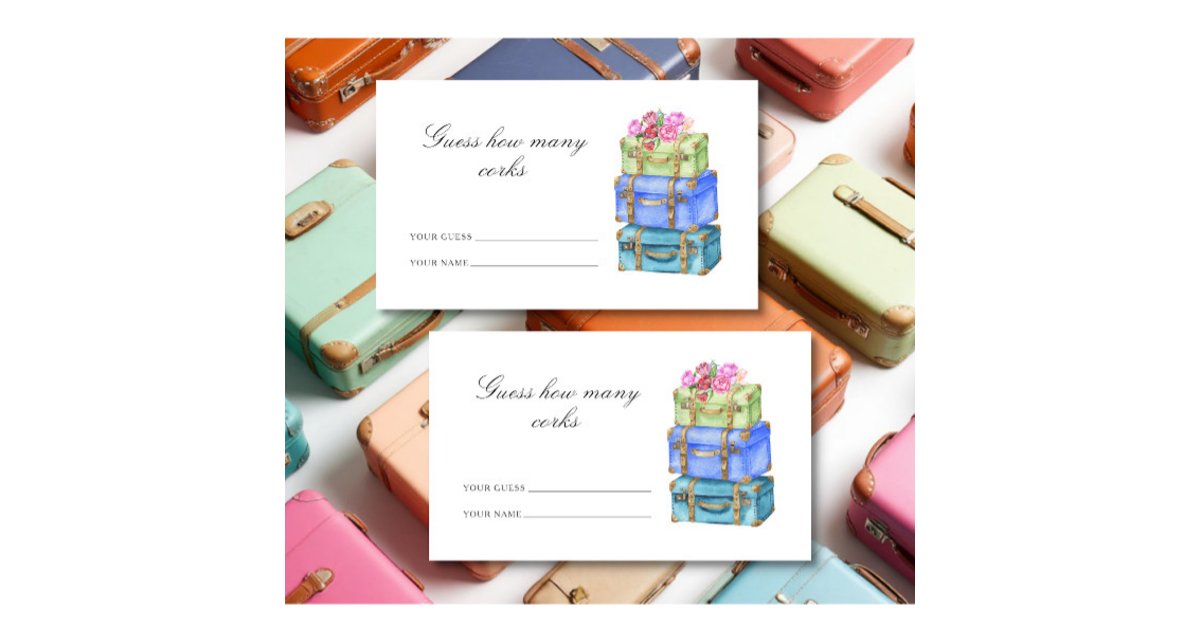 Guess how many corks Travel bridal shower Enclosure Card | Zazzle