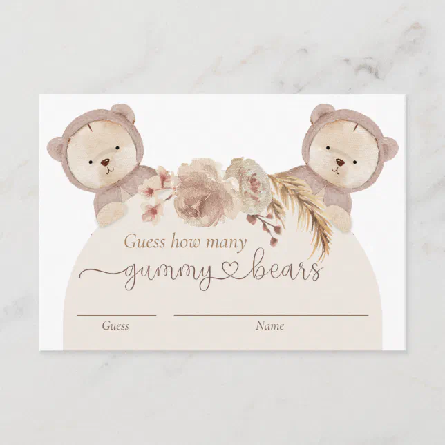 Guess How Many Gummy Bears Twins Game Ticket Enclosure Card | Zazzle