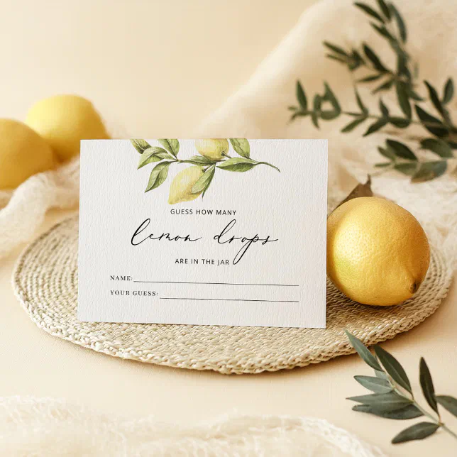 Guess How Many Lemon Drops Game Card | Zazzle