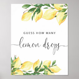 Guess How Many Lemon Drops Shower Game Sign | Zazzle