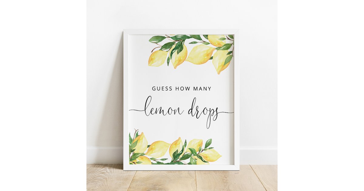 Guess How Many Lemon Drops Shower Game Sign | Zazzle