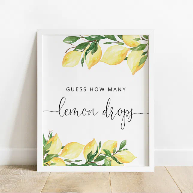 Guess How Many Lemon Drops Shower Game Sign | Zazzle