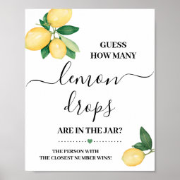 Guess How Many Lemon Drops Shower Game Sign | Zazzle