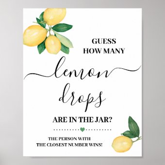 Guess How Many Lemon Drops Shower Game Sign | Zazzle