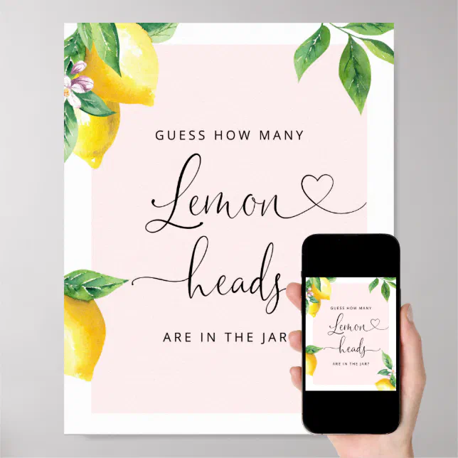 Guess how many lemon heads are in the jar poster | Zazzle