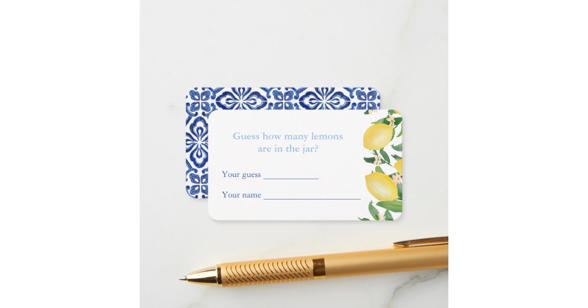 Guess How Many Lemons Wedding Shower Game Card | Zazzle