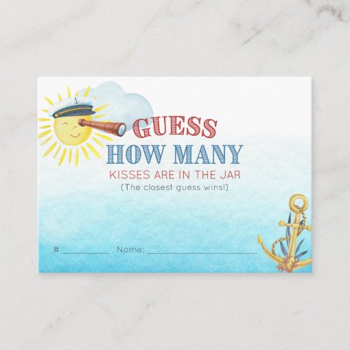 Guess How Many Nautical Baby Shower Game Card | Zazzle