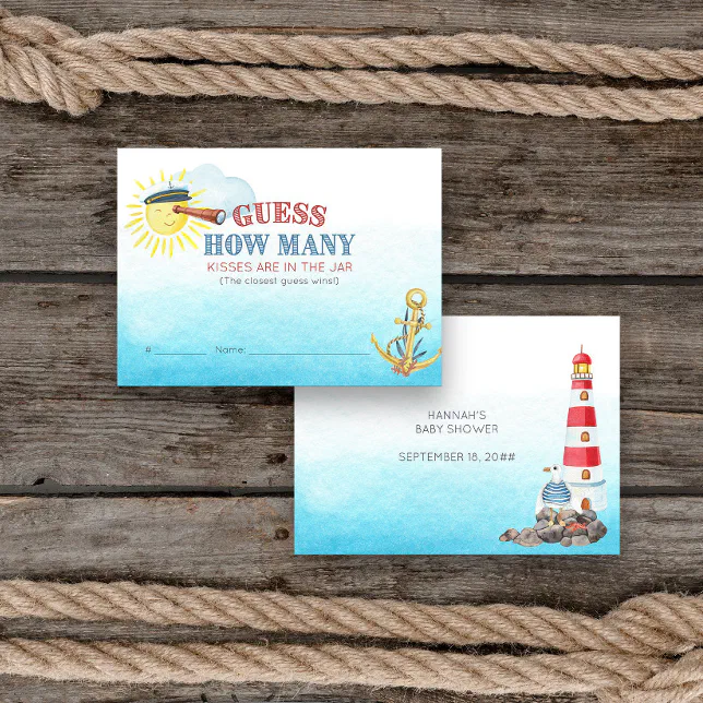 Guess How Many Nautical Baby Shower Game Card | Zazzle