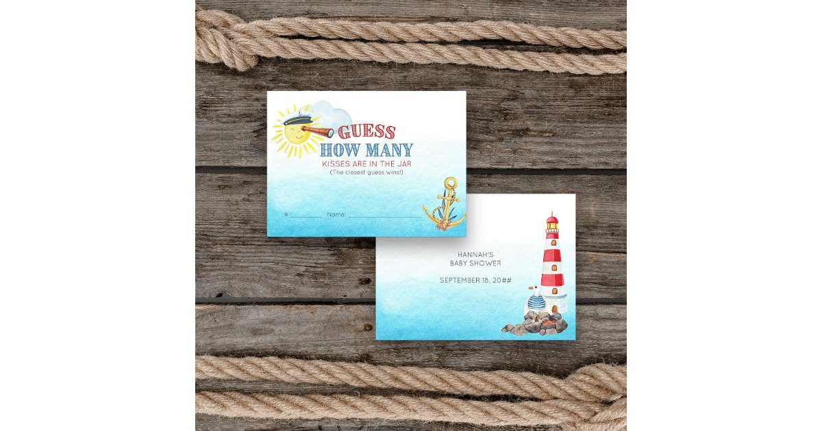 Guess How Many Nautical Baby Shower Game Card | Zazzle