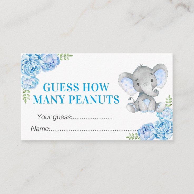 Guess How Many Peanuts Baby Shower Birthday Game Enclosure Card | Zazzle