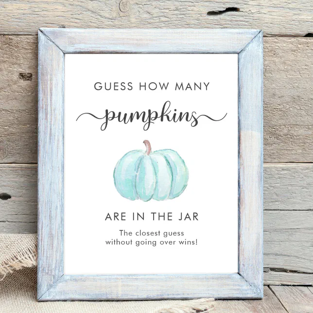 Guess How Many Pumpkins Baby Shower Game Poster | Zazzle