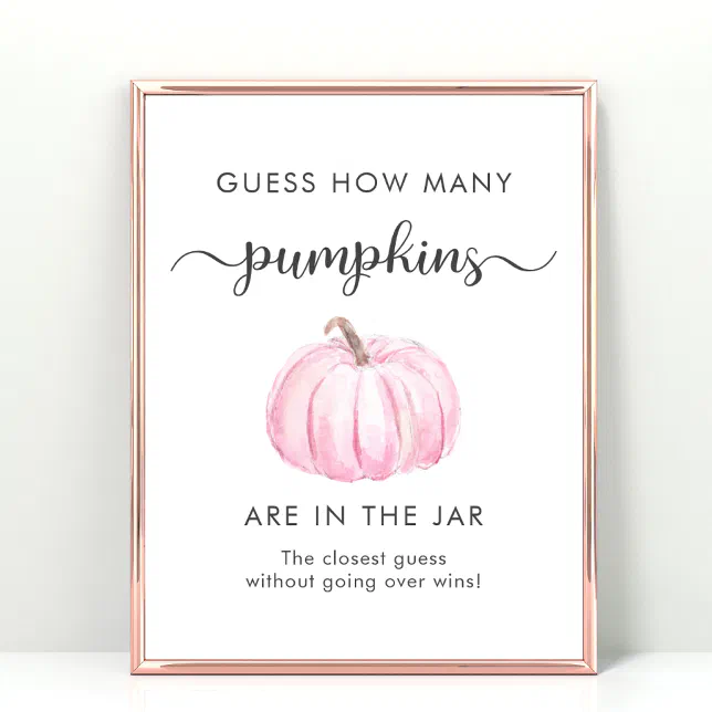 Guess How Many Pumpkins Baby Shower Game Poster | Zazzle