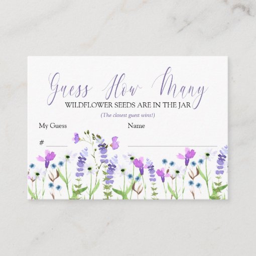 Guess How Many Purple Wildflower Game Card | Zazzle