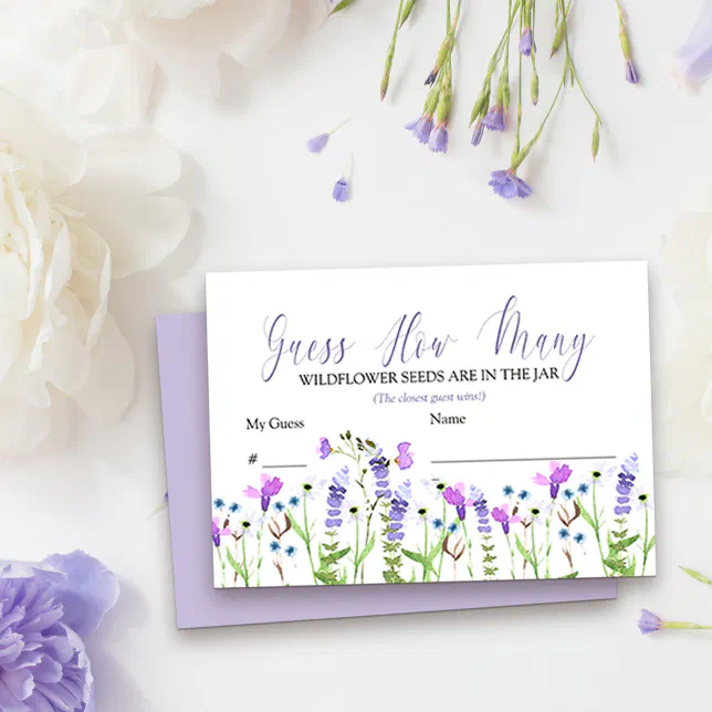 Guess How Many Purple Wildflower Game Card | Zazzle