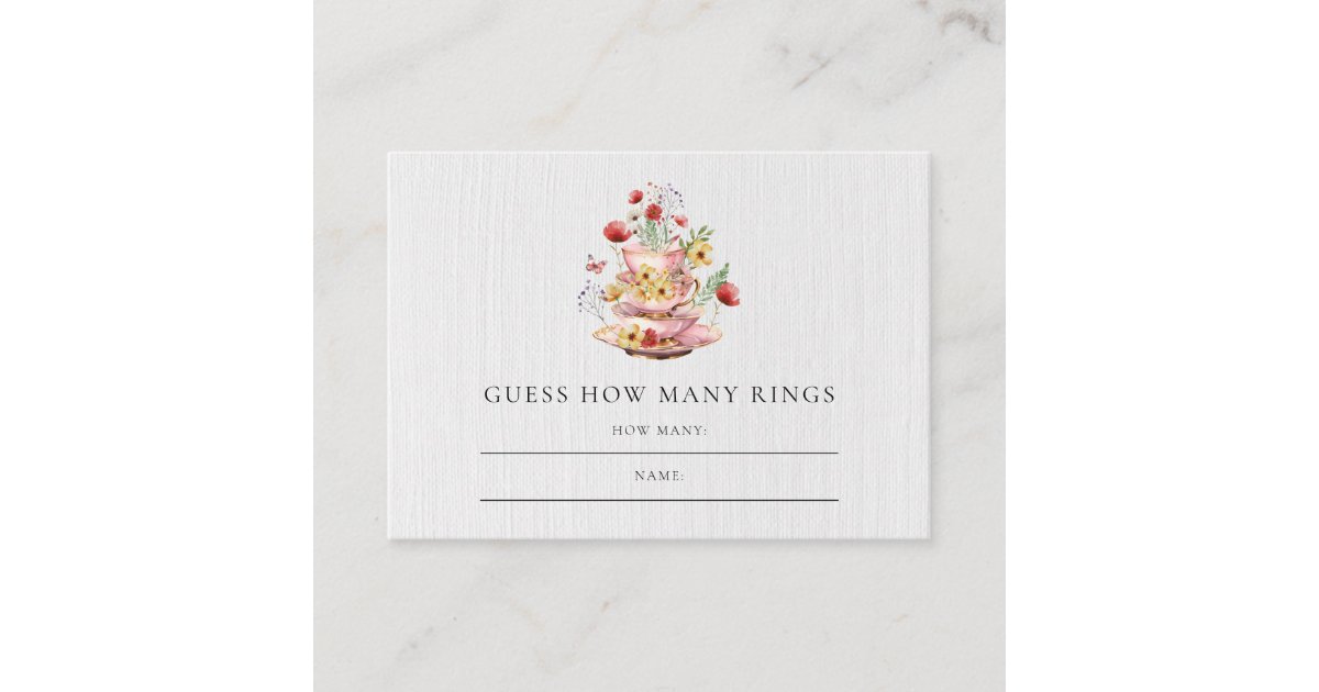 Guess How Many Rings Bridal Shower Tea Party Enclosure Card | Zazzle