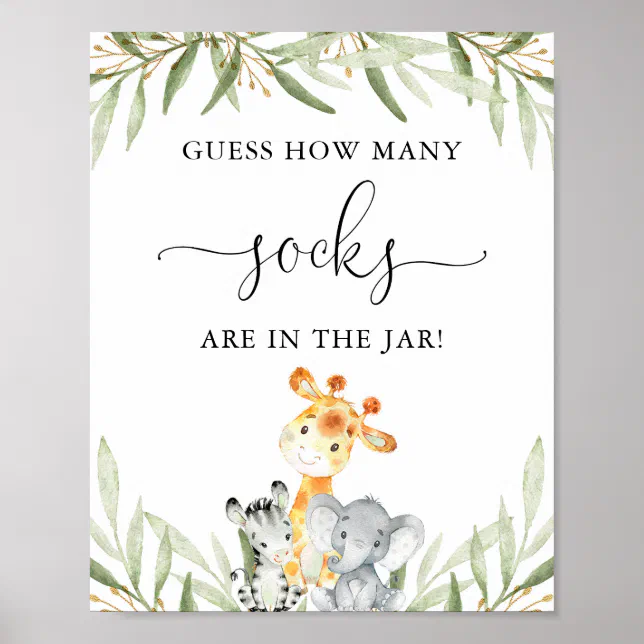 Guess how many socks in the jar game poster | Zazzle