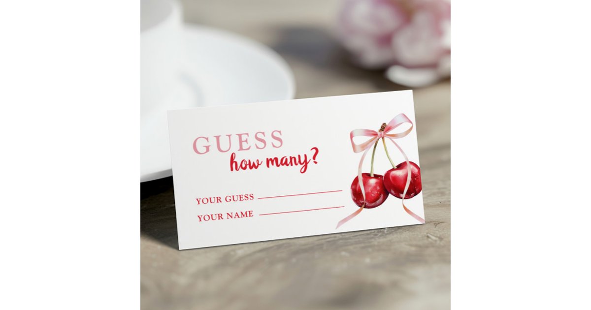 Guess Name Many Guess Cards Cherry Baby Shower | Zazzle