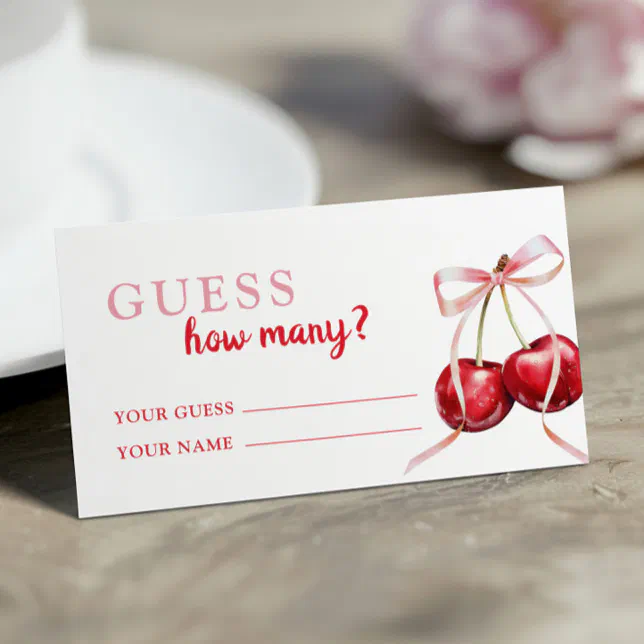 Guess Name Many Guess Cards Cherry Baby Shower | Zazzle