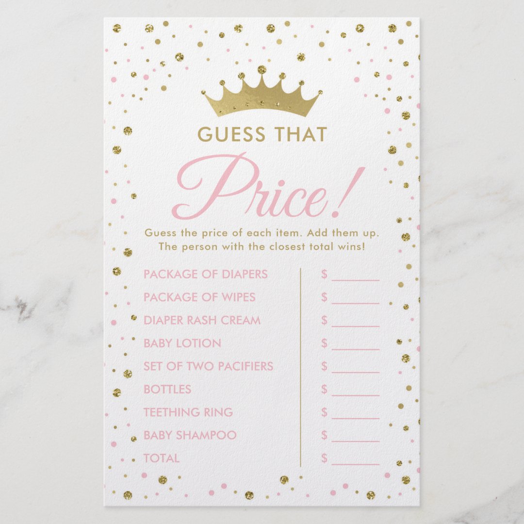 Guess That Price Baby Shower Game Flyer | Zazzle
