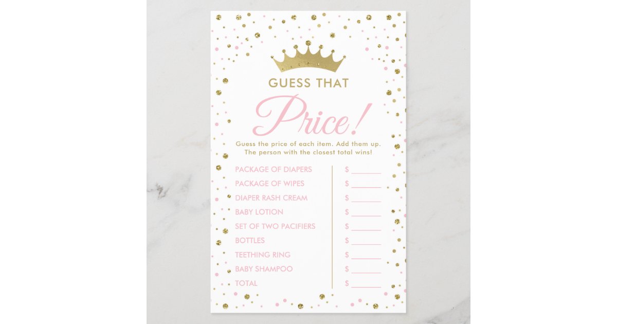 Guess That Price Baby Shower Game Flyer | Zazzle