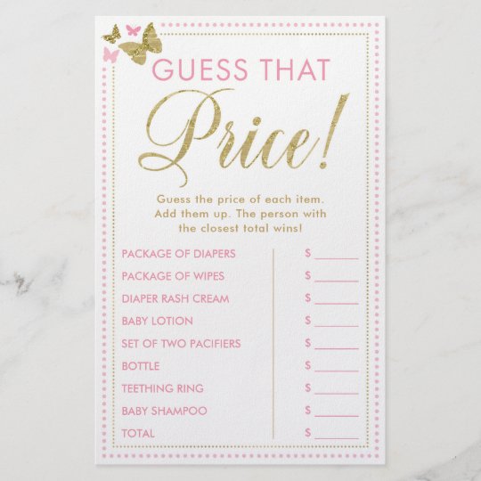 Guess That Price Baby Shower Game Flyer | Zazzle.com