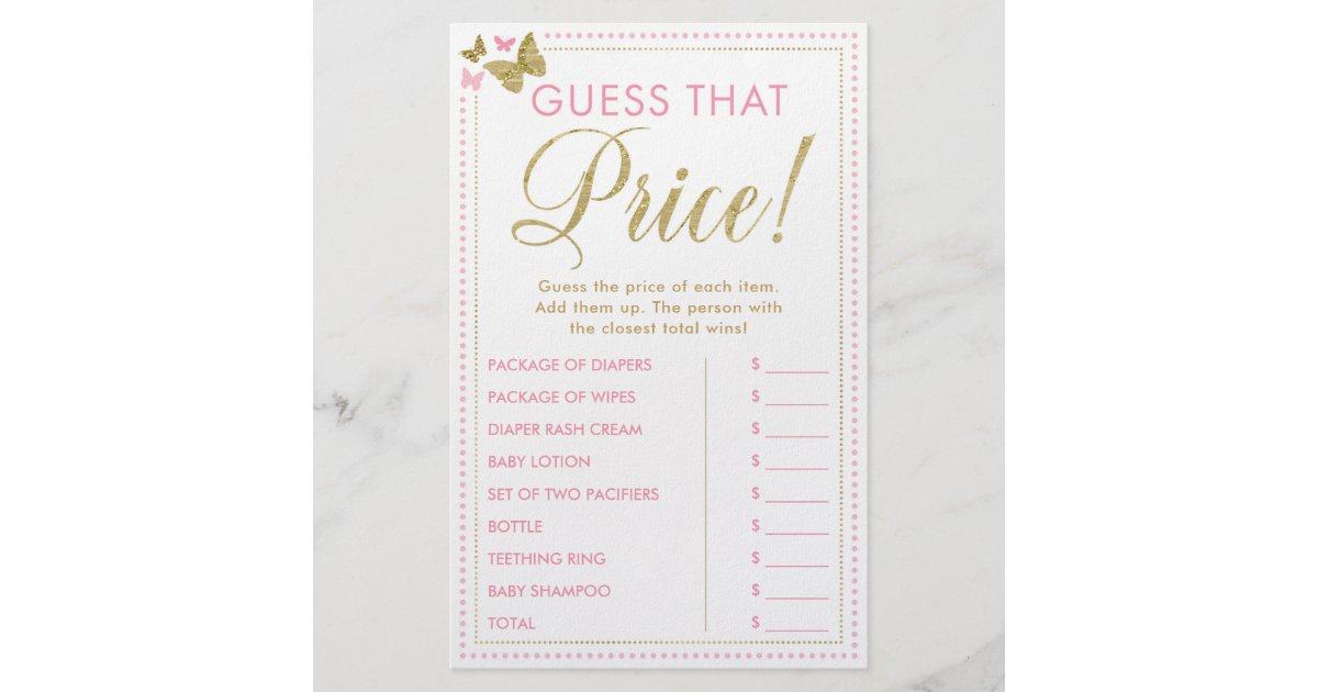 Guess That Price Baby Shower Game Flyer | Zazzle
