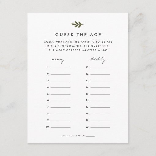 Guess the Age Baby Shower Game Enclosure Card | Zazzle