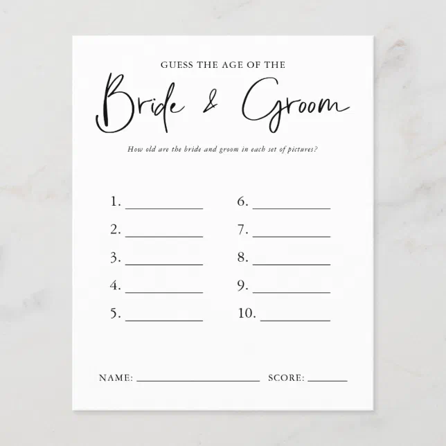 Guess The Age | Bridal Shower Game | Zazzle