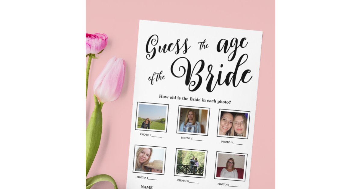 Guess the age of the Bride Bridal Shower Game | Zazzle
