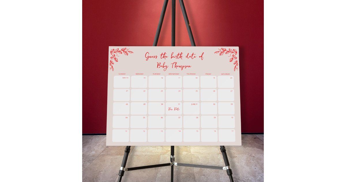 Guess the Birth Date Fall Autumn Handwritten Font Foam Board | Zazzle