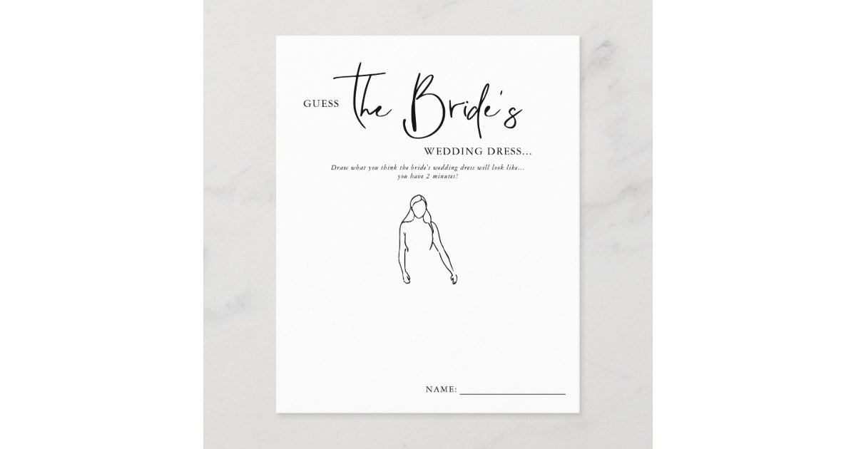Guess The Bride's Dress | Bridal Shower Game | Zazzle