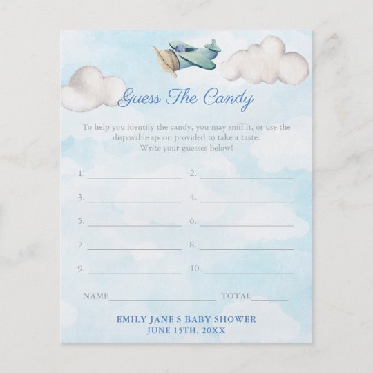 Guess The Candy Game Card Travel Theme Baby Shower Flyer | Zazzle