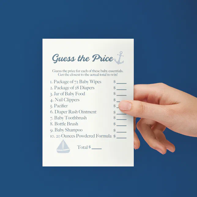 Guess the Price Baby Shower Game Nautical Theme Flyer | Zazzle