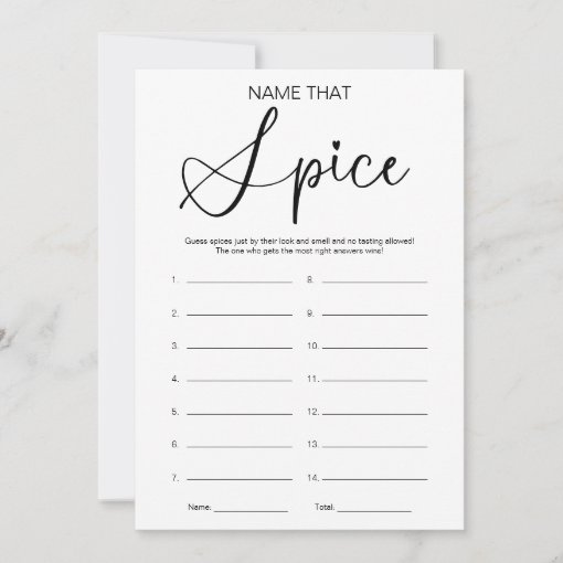 Guess The Spice Bridal Shower Game Invitation | Zazzle