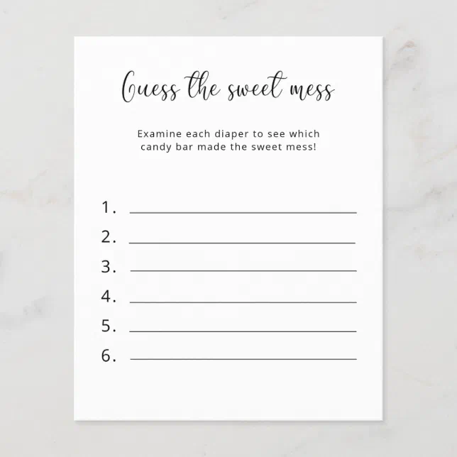 Guess the Sweet Mess - Baby Shower Game | Zazzle