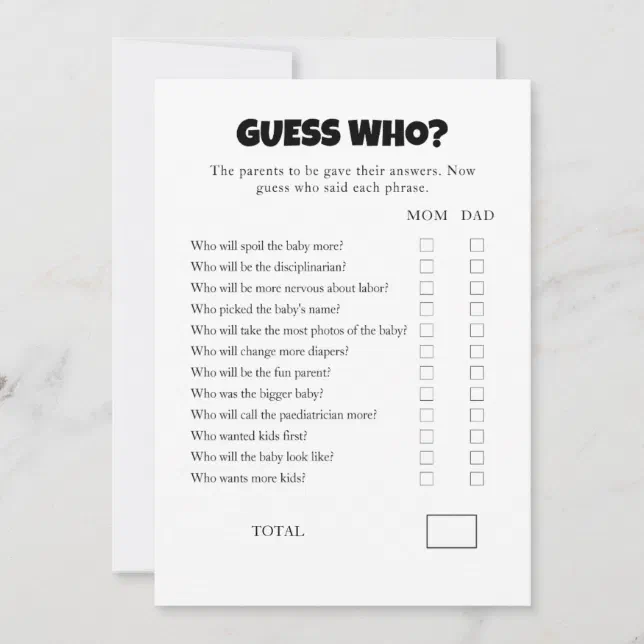 Guess Who Baby Shower Printable Game Template | Zazzle