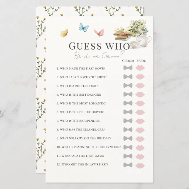 Guess Who Bride or Groom Book Bridal Shower Game | Zazzle