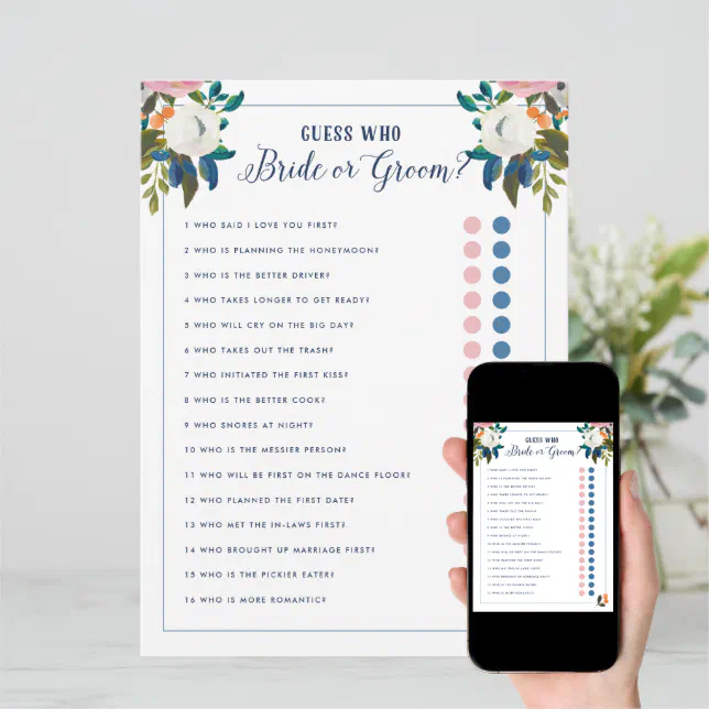 Guess Who Bride or Groom Bridal Shower Game Invitation | Zazzle