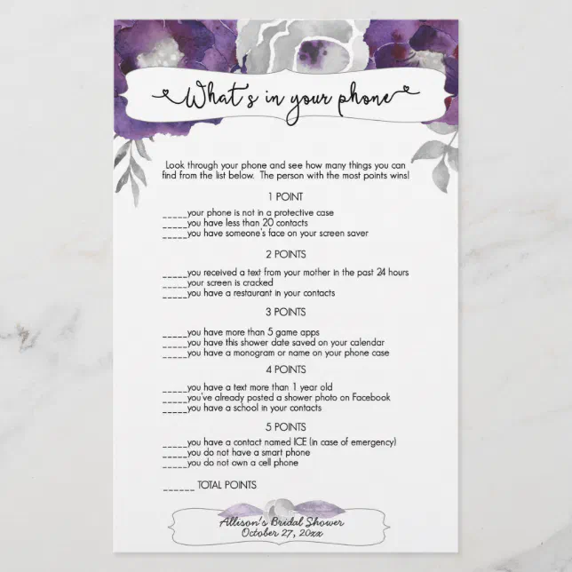 Guess who + phone games, purple gray floral 3963 | Zazzle