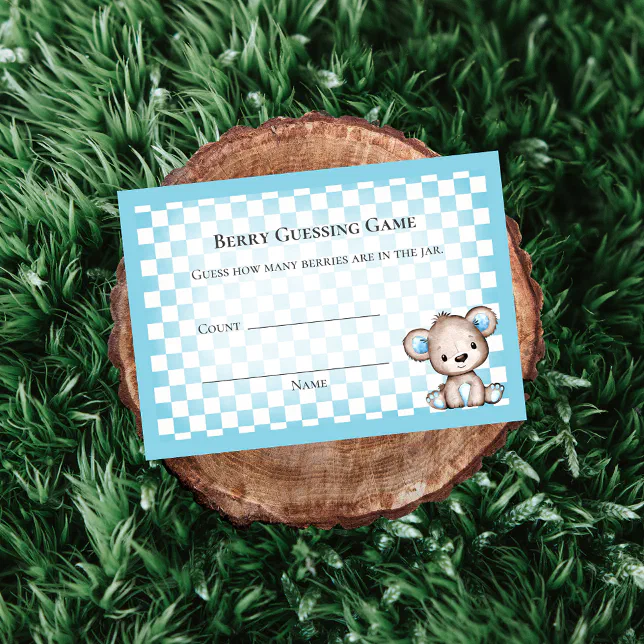 Guessing Count Picnic Baby Shower Game Teddy Bear Enclosure Card | Zazzle