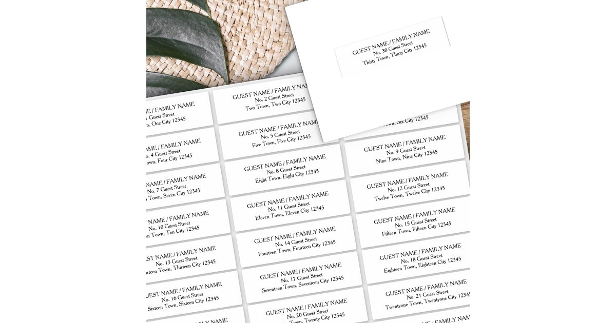 Guest Address Labels for 30 Invitation Envelopes | Zazzle