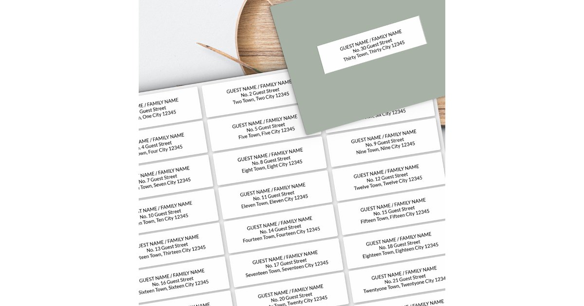 Guest Address Labels for 30 Invitation Envelopes | Zazzle