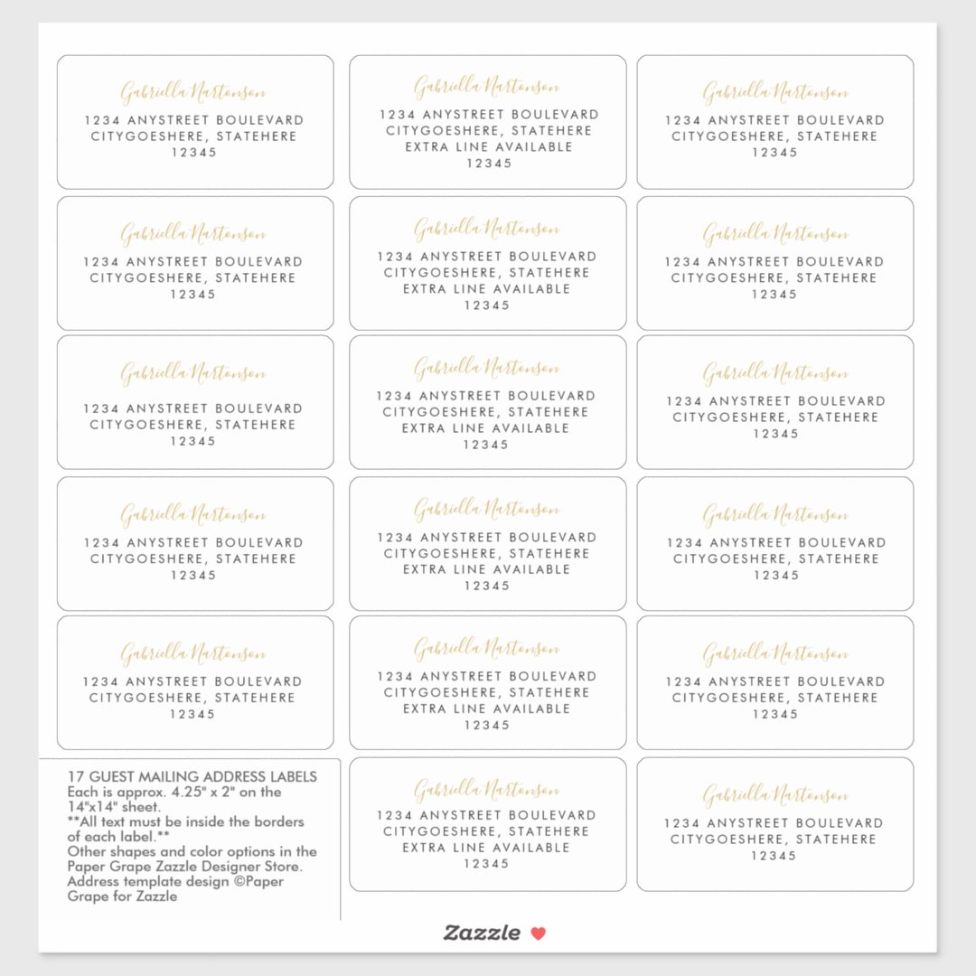 Guest Address Labels Simple Gold Calligraphy | Zazzle