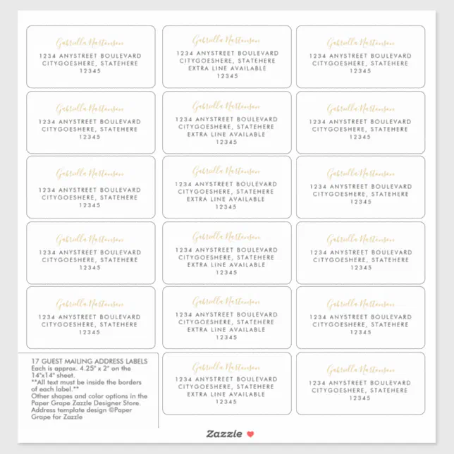 Guest Address Labels Simple Gold Calligraphy | Zazzle