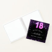 Guest book 18th birthday black purple glitter name | Zazzle