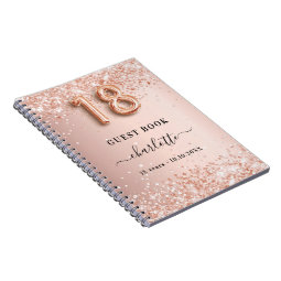 Guest book 18th birthday rose gold glitter | Zazzle