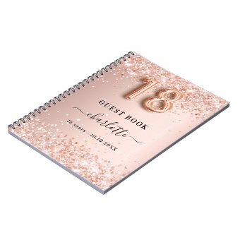 Guest book 18th birthday rose gold glitter | Zazzle